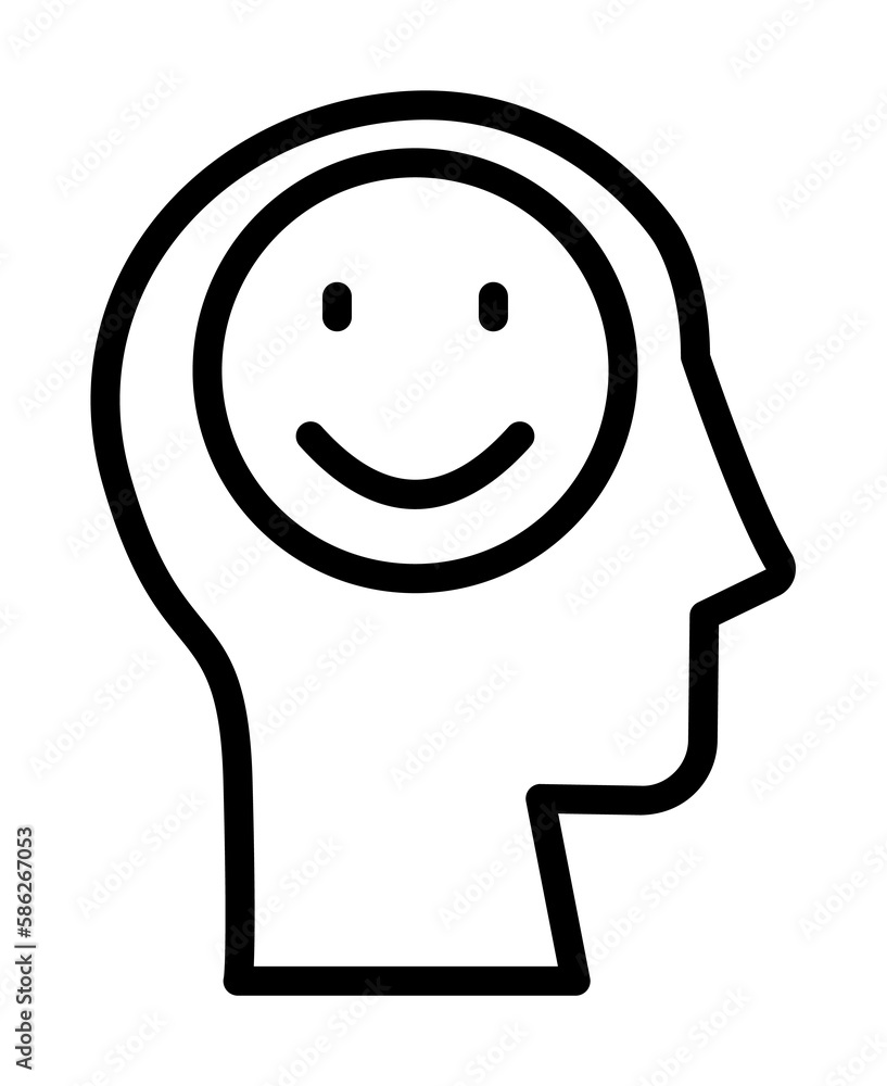 head smile icon. Simple line, outline elements of brain process icons ...