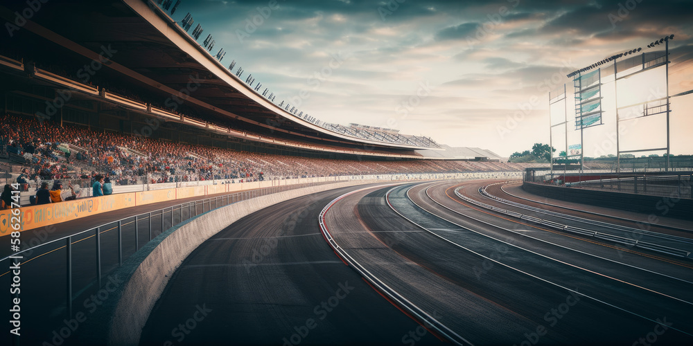 empty racetrack and a large audience on the grandstands - Generative AI ...