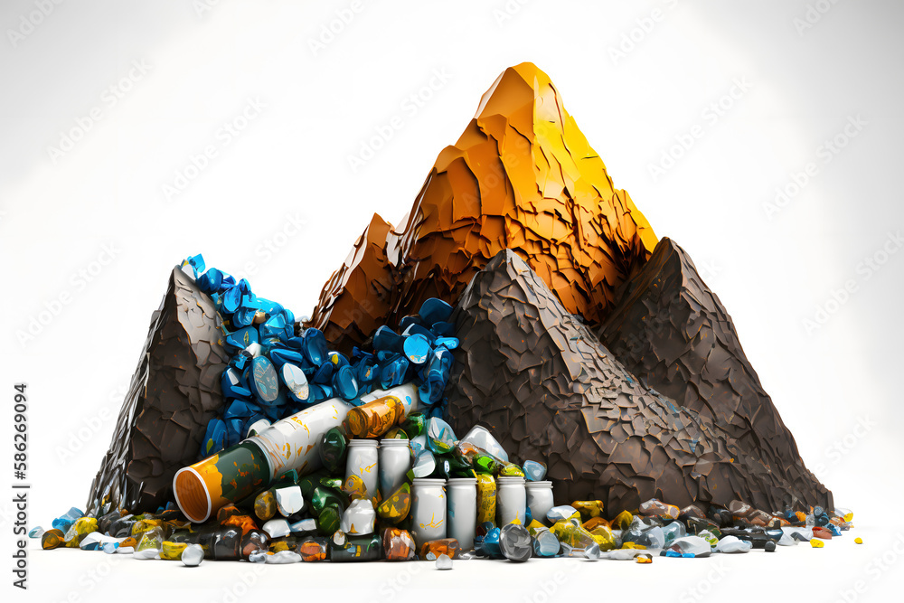 Global environment problem of plastic waste pollution planet Earth on white isolated background ...