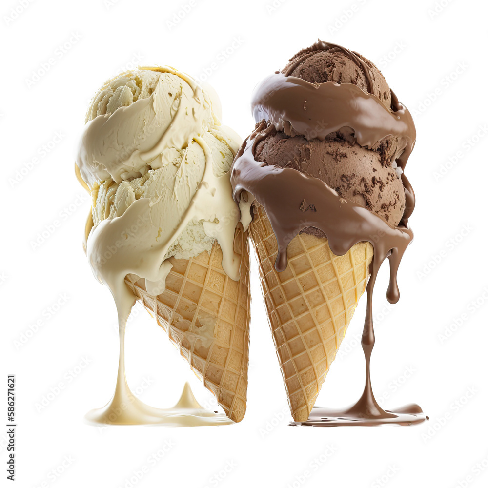 A Summer Themed Illustration Featuring A Vanilla And Chocolate Ice