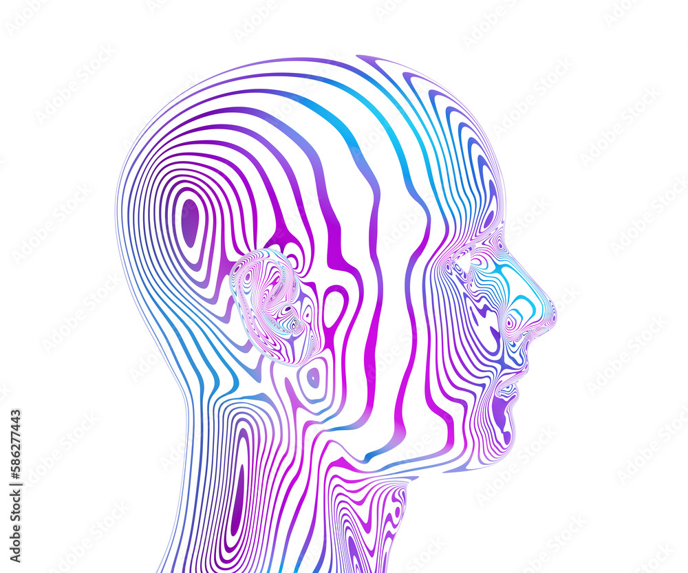 Abstract head with lines, 3d render Stock Illustration | Adobe Stock