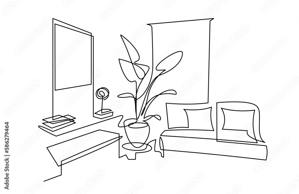 Modern living room interior vector illustration. Leisure place for ...