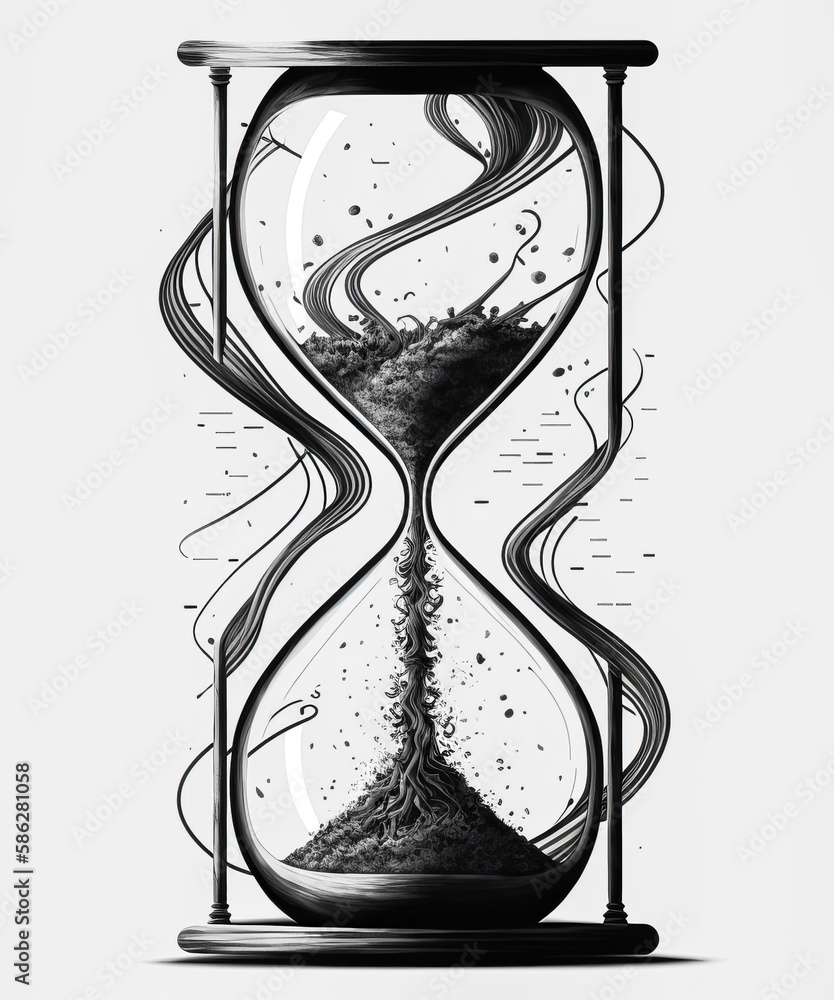 Abstraction-style image with limited color palette; depicting time loop ...