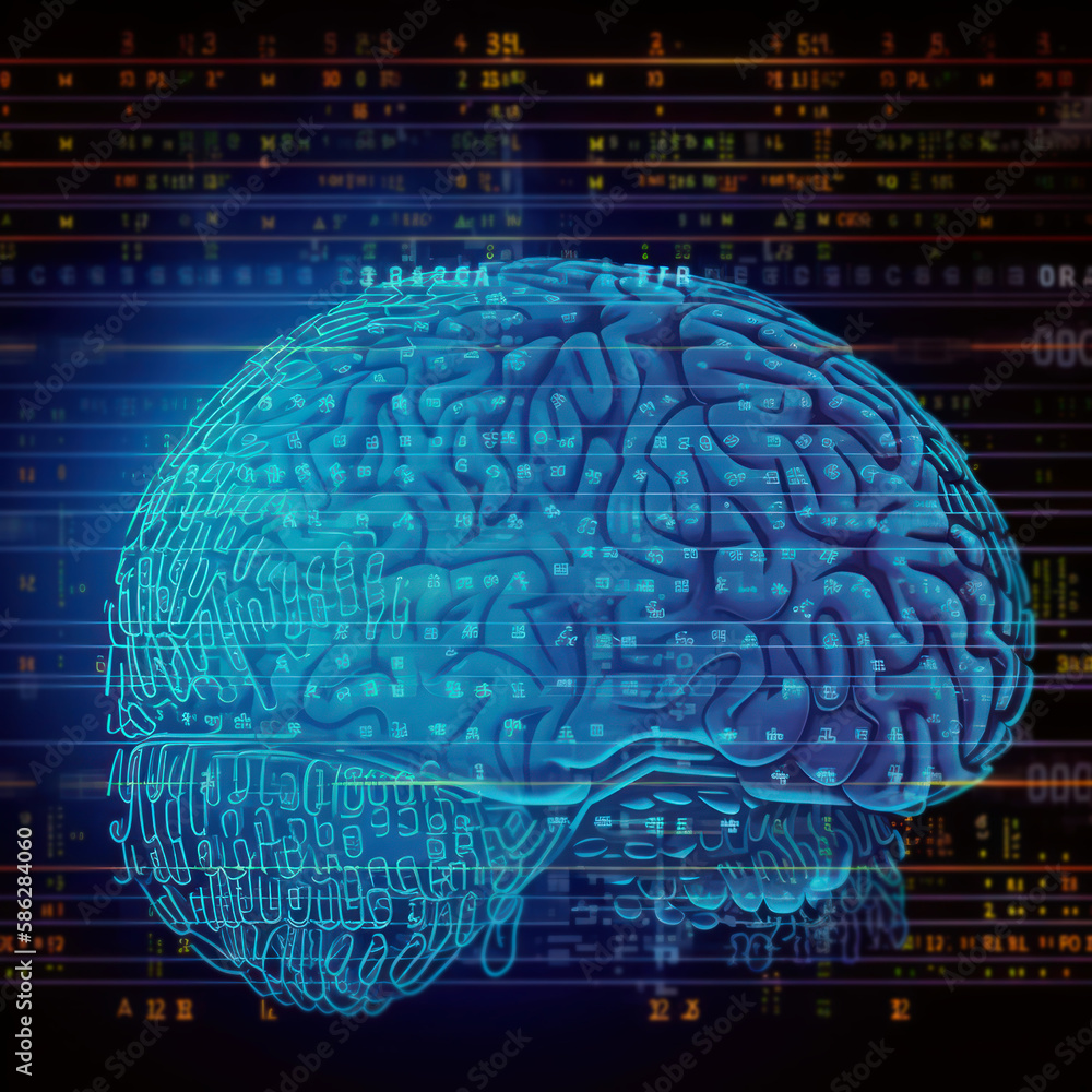 Brain Drawn with Binary Codes Eps8 Cmyk Organized by Layers Global ...