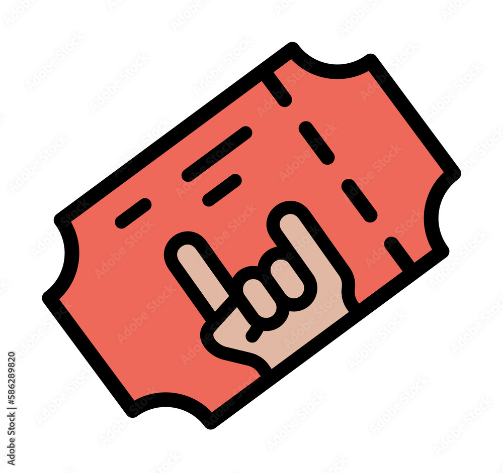 Concert ticket icon. Simple color with outline elements of rock n roll ...
