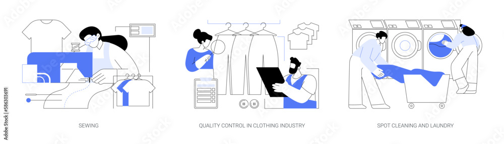 Garment manufacturing abstract concept vector illustrations. Stock ...