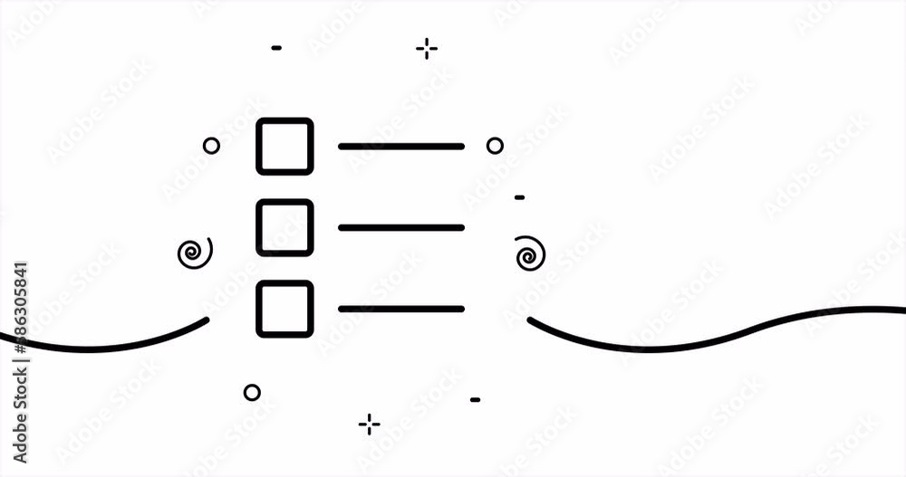Bulleted list for everyday questions. List concept. One line drawing ...