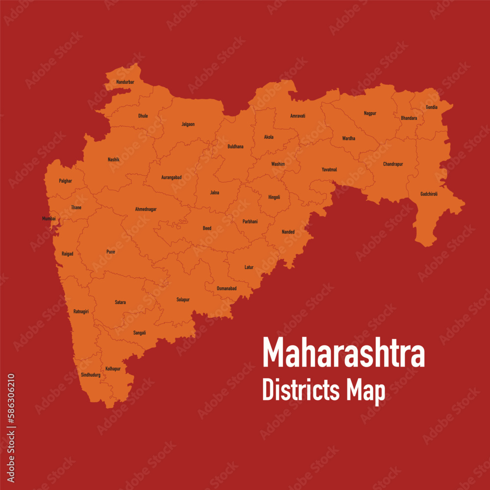 Vector illustration of Maharastra District map Stock Vector | Adobe Stock
