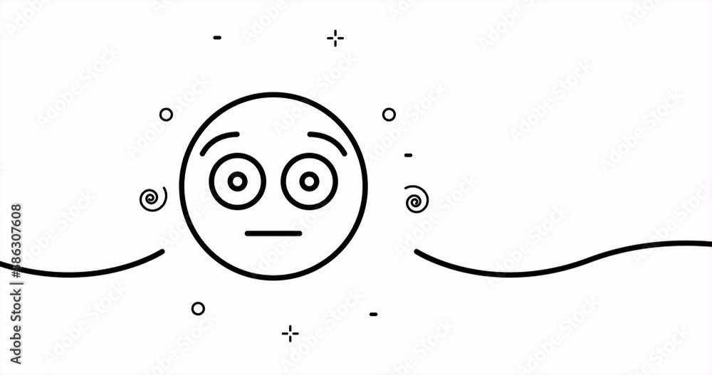 Emoji depicting surprise. Online chatting concept. One line drawing ...