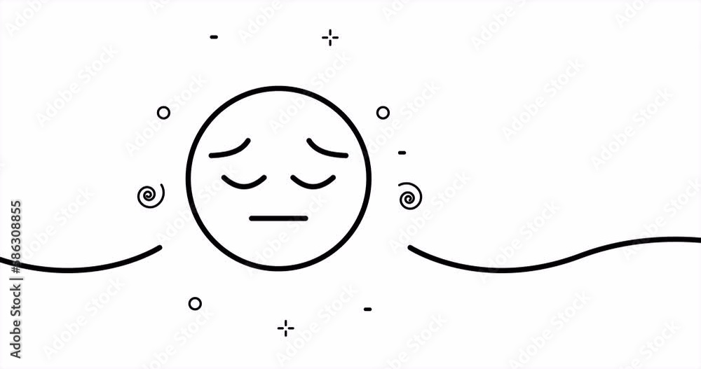 Emoji depicting disappointment. Online chatting concept. One line ...