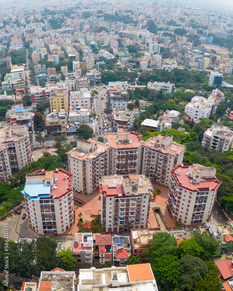 Aerial view of Bangalore urban area, Bangalore is one of the fastest ...