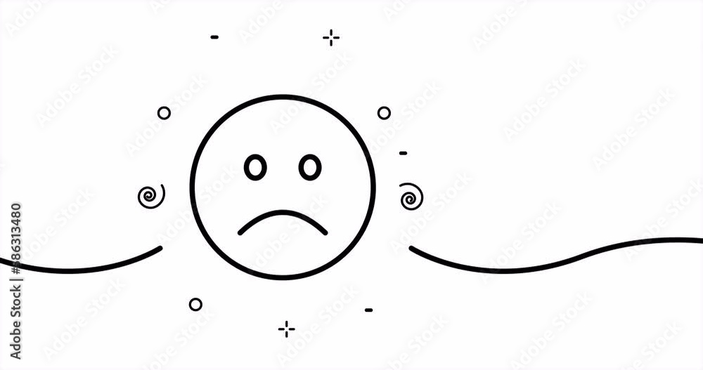 Emoji depicting dissatisfaction. Online chatting concept. One line ...