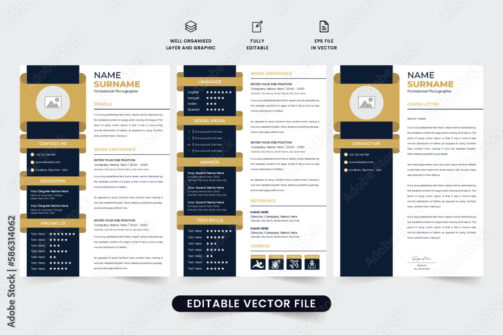 Resume template vector for office employment. Office employee CV and ...