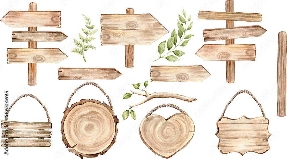 Wood Slice and sign watercolor clipart PNG. Woodland weddingWood Slice ...