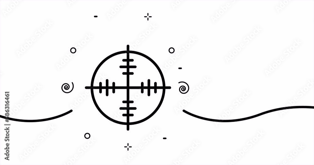 Crosshair of a sniper scope. Accuracy concept. One line drawing ...