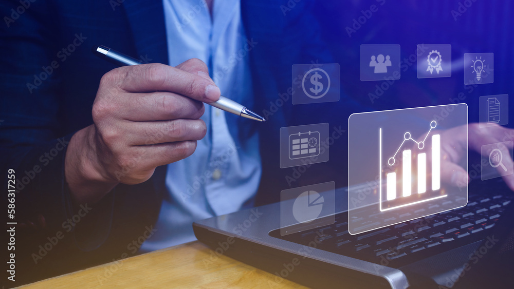 Big data analytics and business intelligence BI concept with chart and ...