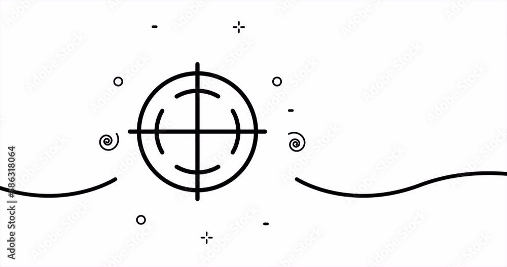 Sniper scope with a crosshair inside. Accuracy concept. One line ...