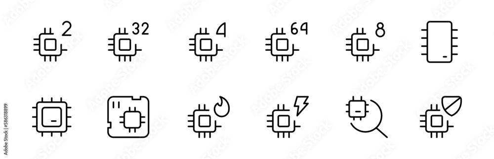 Circuit board icon set. Vector graphic illustration. Suitable for ...
