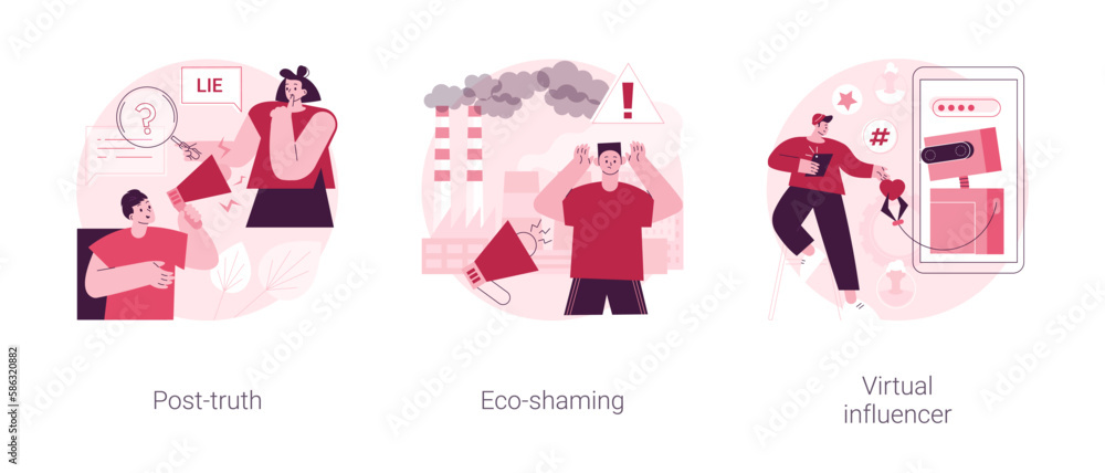 Media influence abstract concept vector illustration set. Post-truth ...