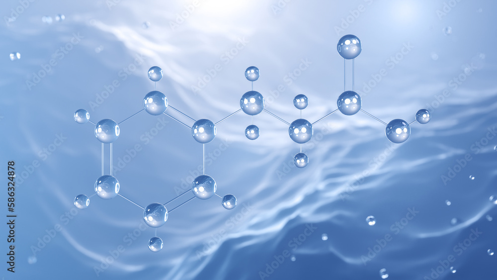 Stockillustratie phenylpropanoic acid molecular structure, 3d model ...