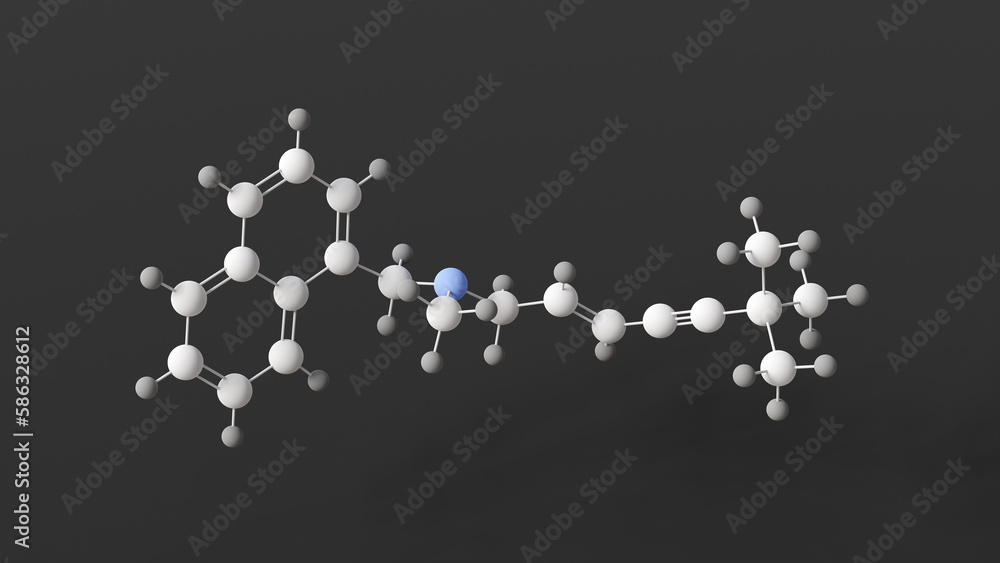 terbinafine molecule, molecular structure, antifungal medication, ball ...