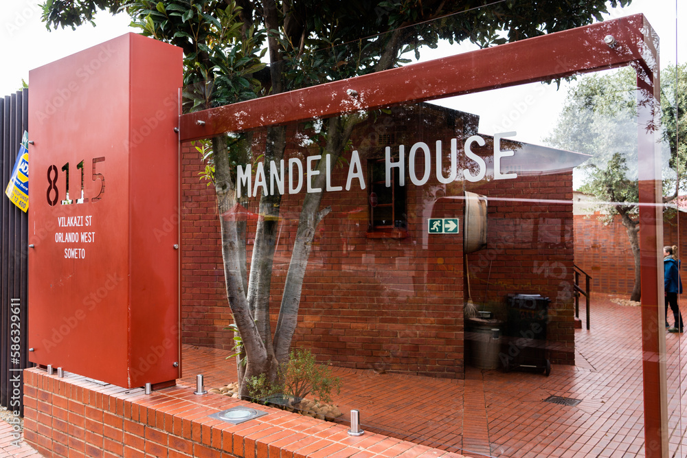 Soweto, South Africa, April 2023, close-up of the famous Nelson Mandela ...