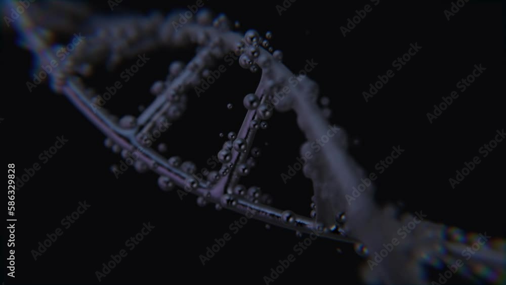 Futuristic Rotating White DNA Strand with Genetic Codes and abstract ...
