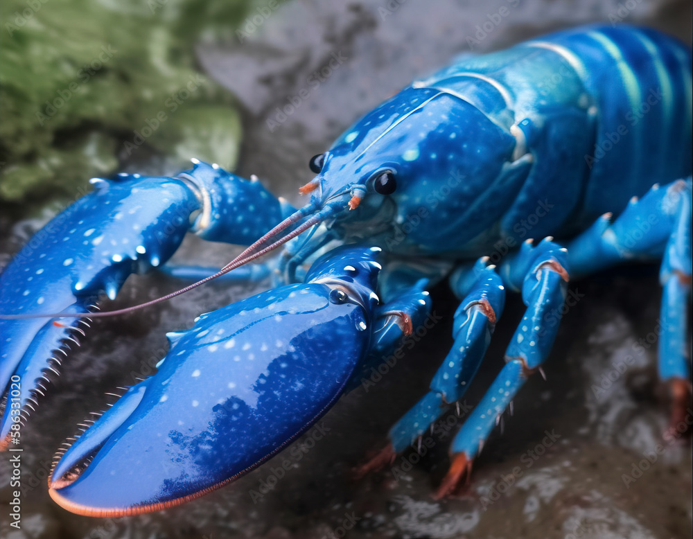 Generative AI. An Incredible Close-Up of a Rare Blue Lobster's ...