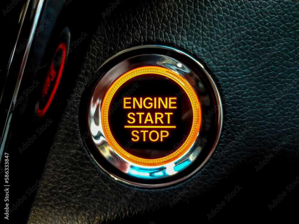 Foto de Engine Start or stop button in a conventional modern car. Car ...