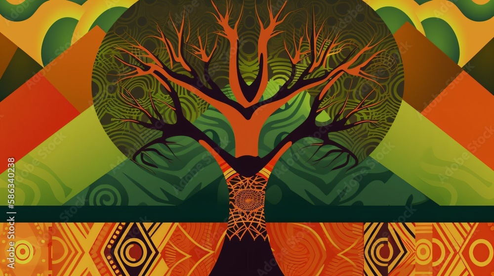 Juneteenth tree graphic design featuring a stylized tree, representing ...