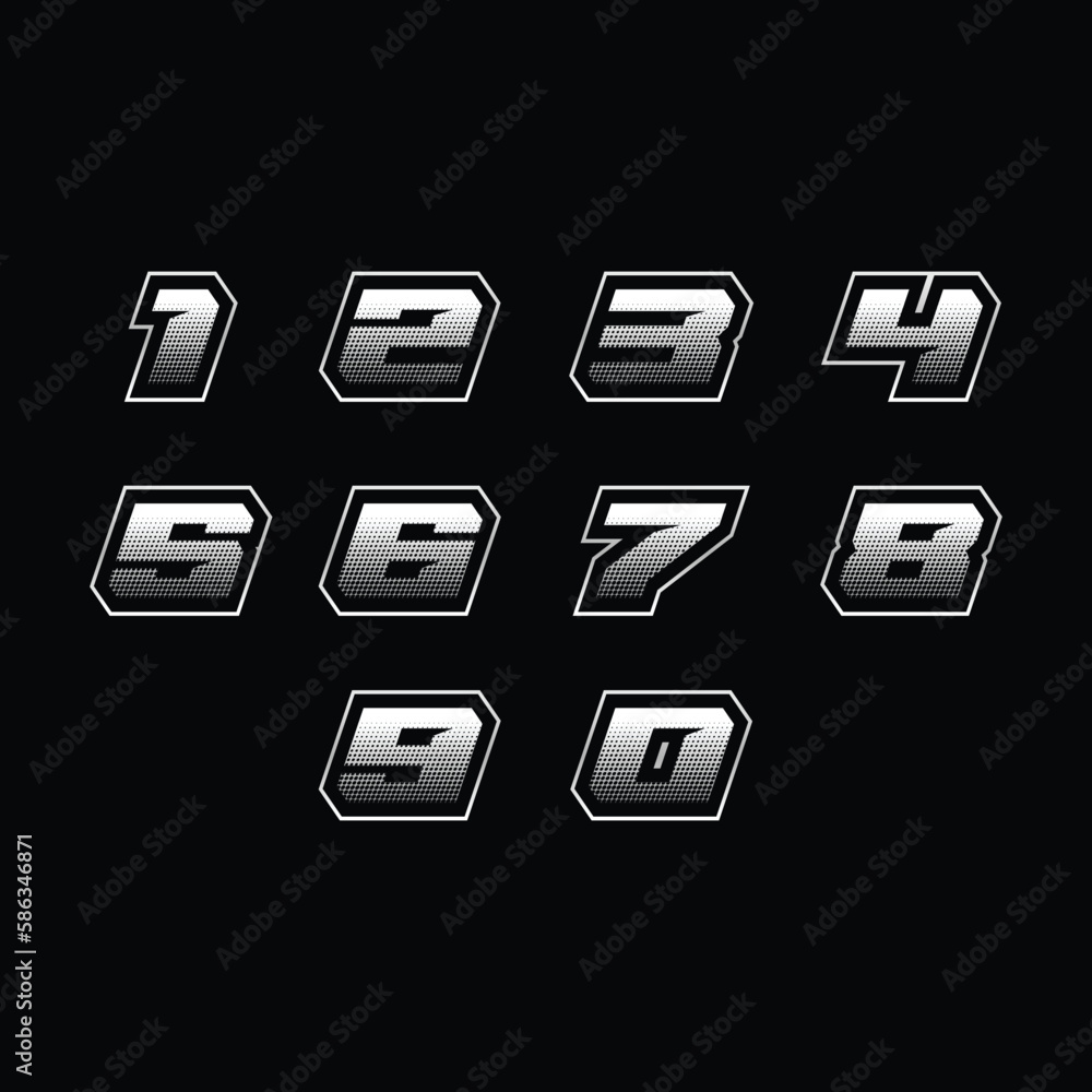 Set of Number 1 2 3 4 5 6 7 8 9 0 Speed Logo Design Template ...