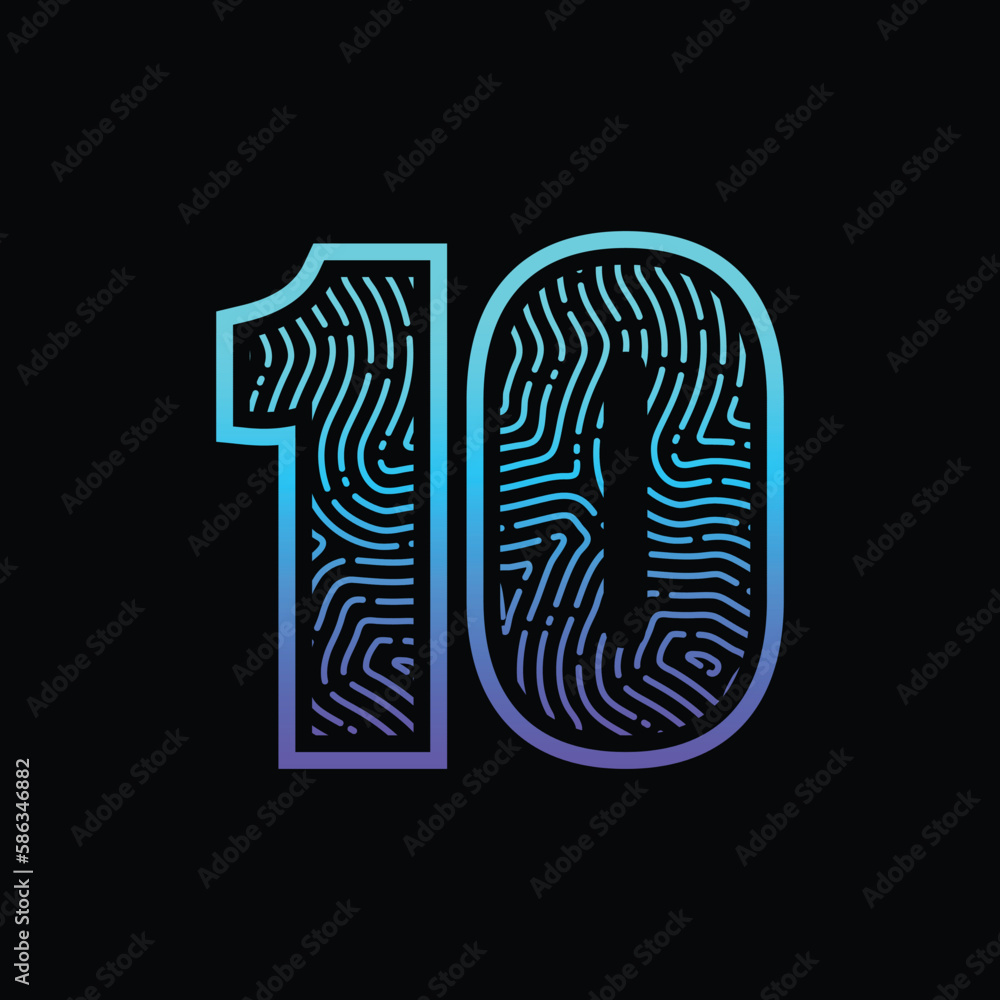 10 Number Fingerprint Logo Design Template Inspiration, Vector ...