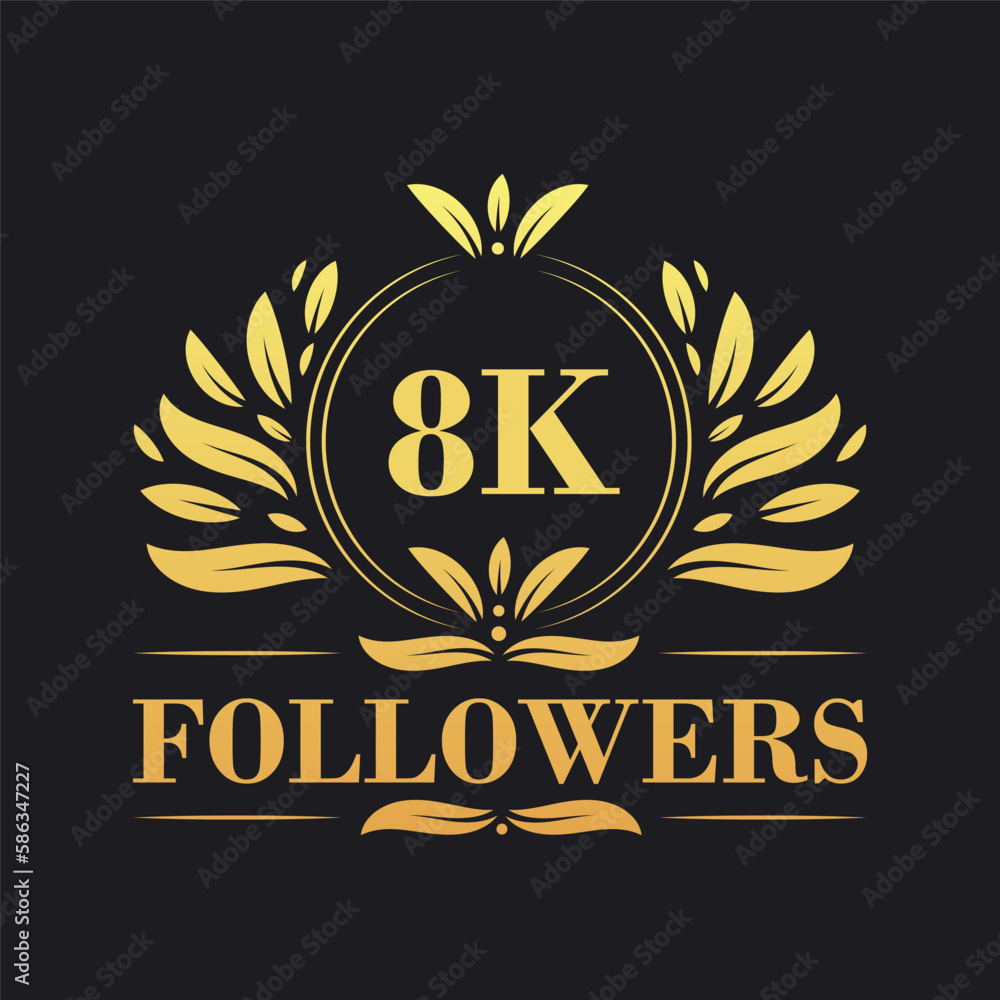 8K Followers celebration design. Luxurious 8K Followers logo for social ...