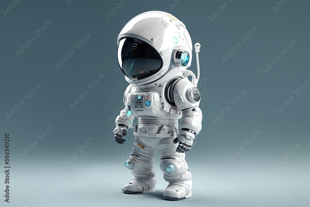 Astronaut in space suit and helmet on blue background 3D render style ...