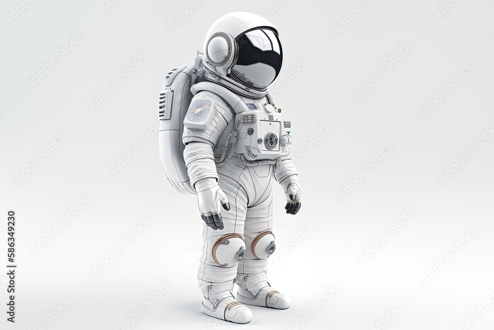 Astronaut in space suit and helmet on light background 3D render style ...