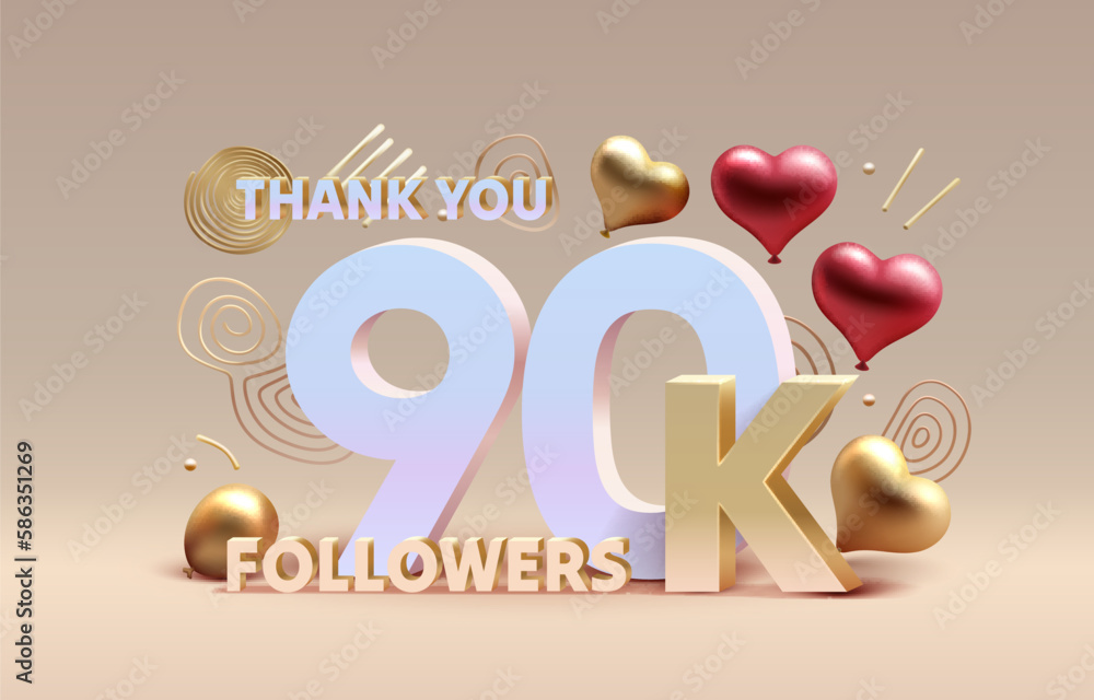 Thank you 90k followers, peoples online social group, happy banner ...