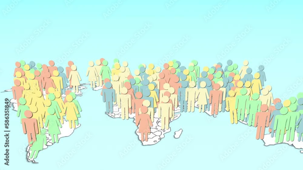 Vidéo Stock World map 3D population people crowd nice copy space ...