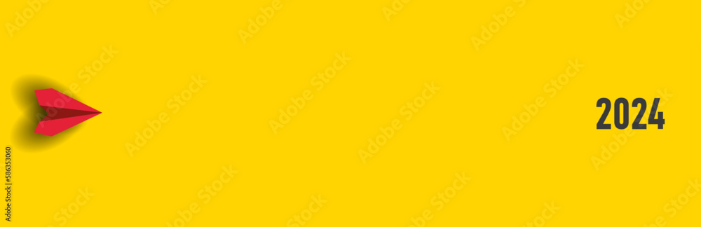 Red paper airplane. 2024 annual plan idea concept. business creativity ...