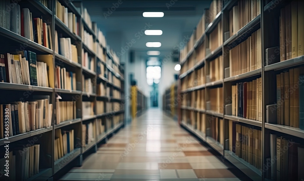 Abstract blurred empty college library interior space, Blurry classroom ...