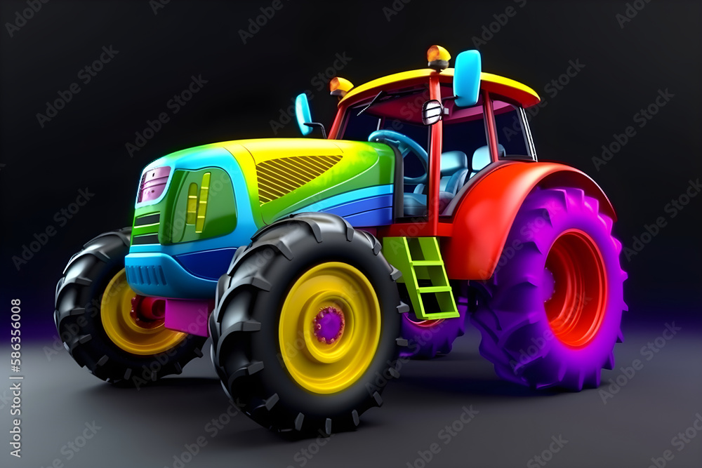 Funny cartoon tractor with Face Vehicle Illustration, ai generative ...