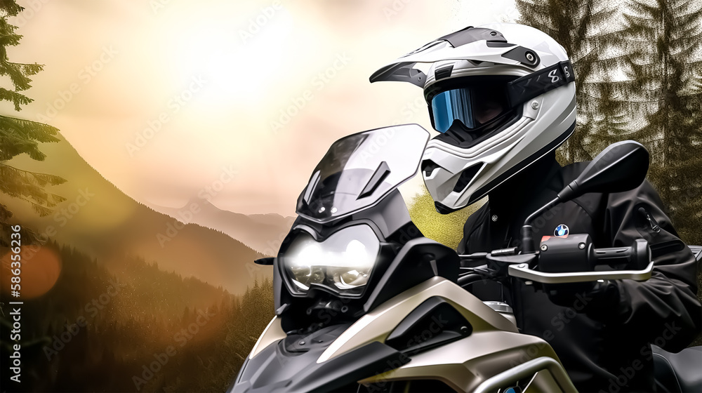 gs adventure touring and Rider with helmet, neons light, High detail ...