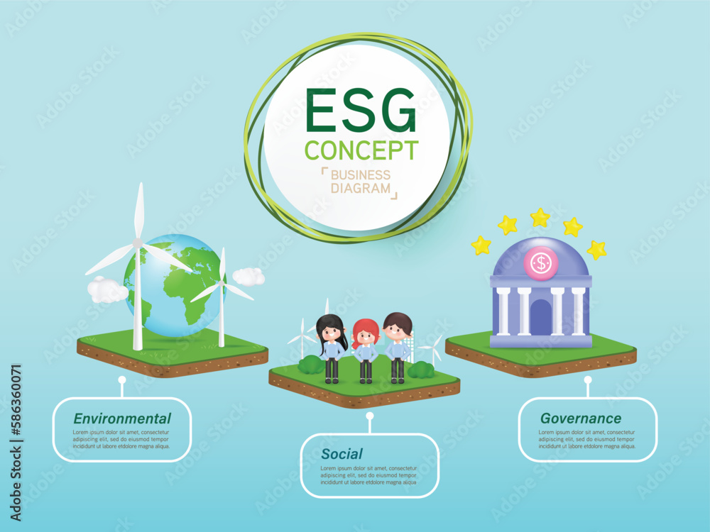 ESG Environment, Social, Governance, corporate infographic. Business ...