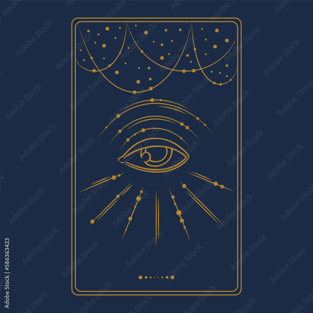 Tarot aesthetic golden card with the third eye. Engraved tarot design ...