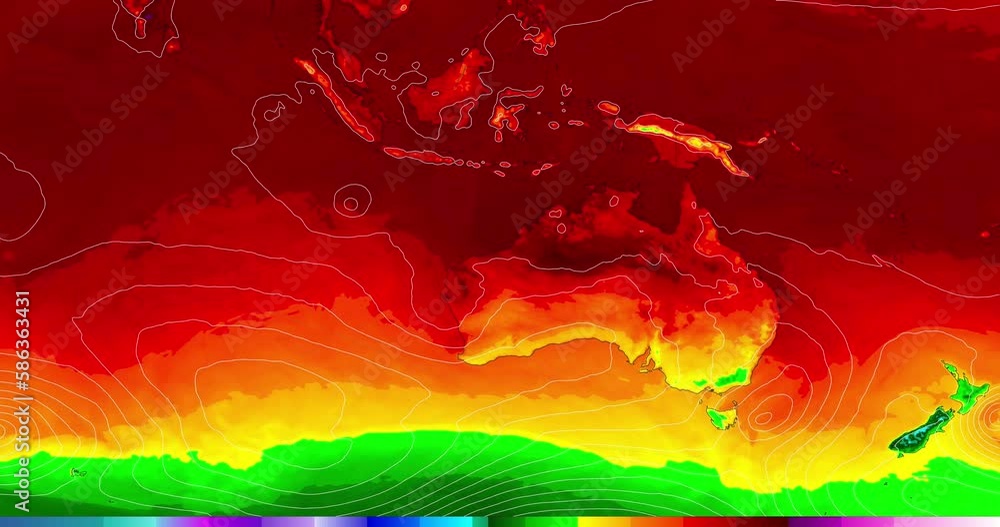Oceania temperature weather map shows the temperatures in different ...