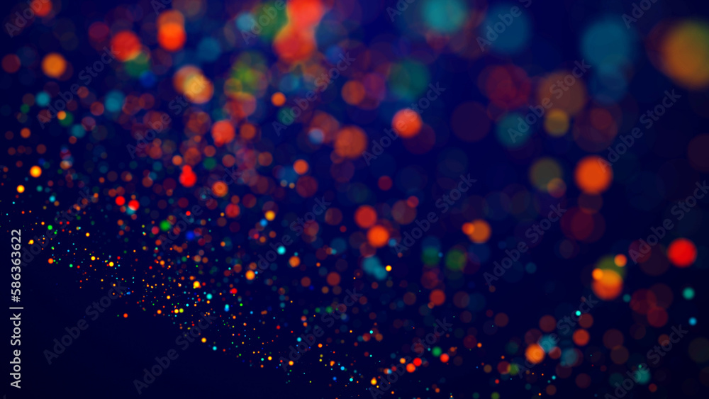 Magical multicolored sparkles of light form abstract simple spiral ...
