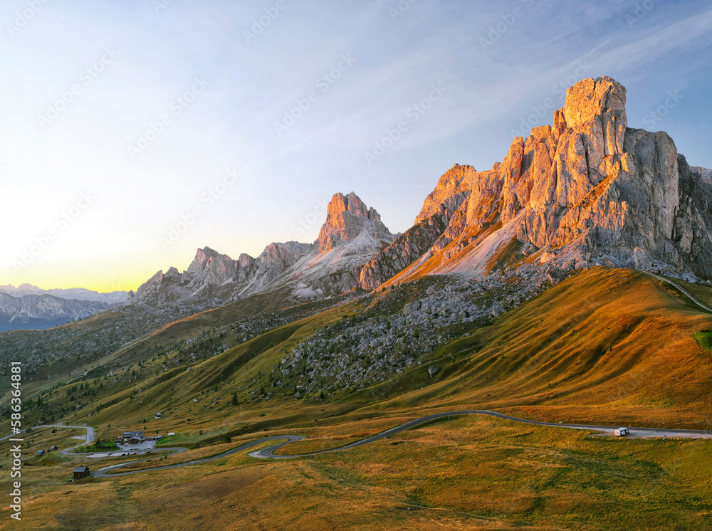 Passo Giau, high alpine pass, popular travel destination in Dolomites ...