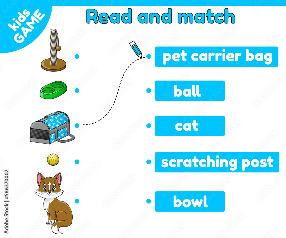 Educational kids game for learning English. Read and match words with ...
