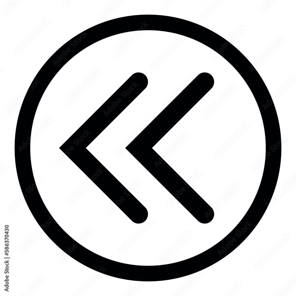 double chevron icon, double chevron symbol, back icon, previous icon ...