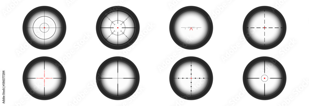 Set of vector sights on an isolated transparent background. Crosshair ...