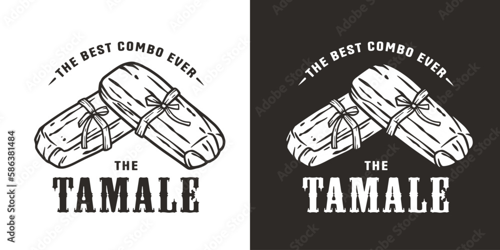 Tamale vector with corn leaves for logo or emblem. Traditional latin ...